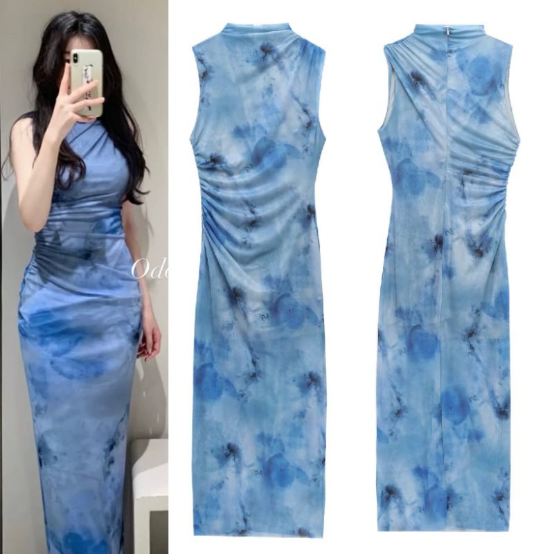 Jual Blue Ink Graffiti Long Dress 77428 (KZ) | Shopee Indonesia