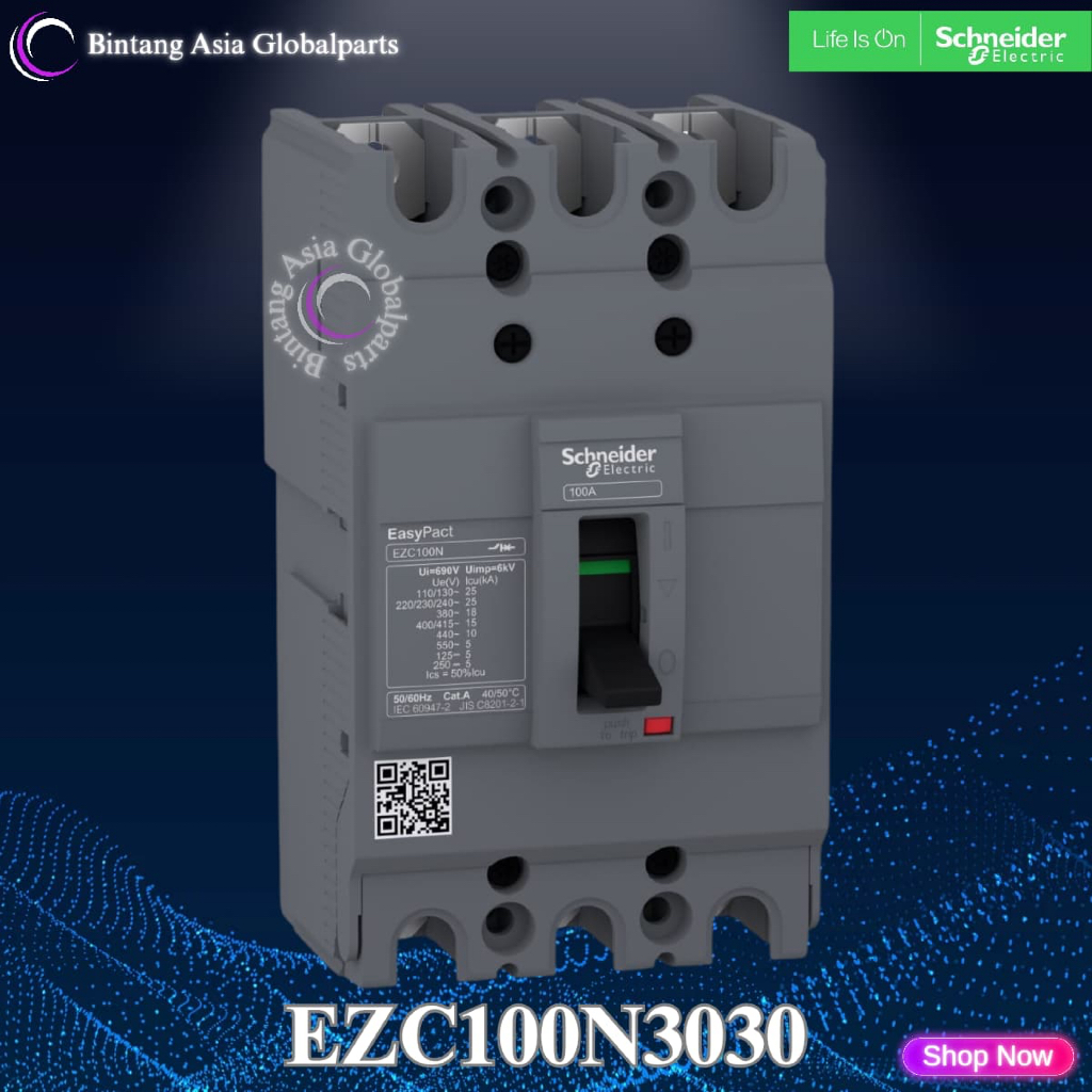 Jual MCCB 3p 30a Schneider EZC100N3030 Original / MCCB EZC100N 3 Phase 30 Ampere / Breaker 3 ...
