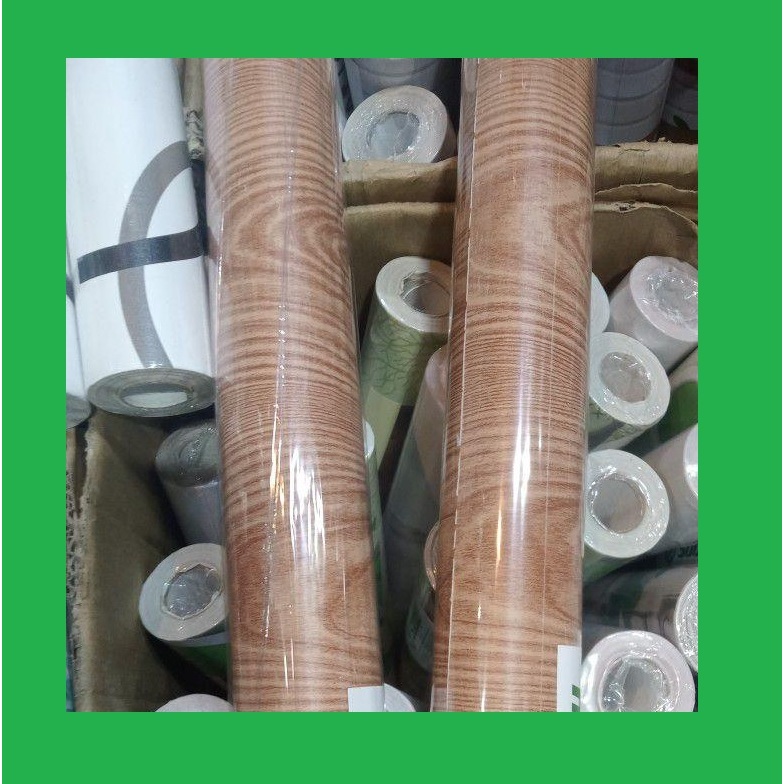 Jual Jual per meter Sticker coklat muda motif kayu untuk Box salon ...