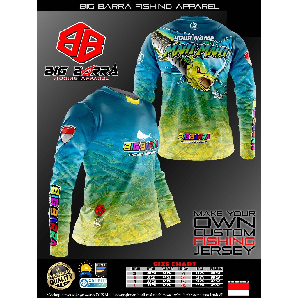 Jual JERSEY BIG BARRA FISHING MOTIF IKAN LEMADANG MAHI MAHI | Shopee ...