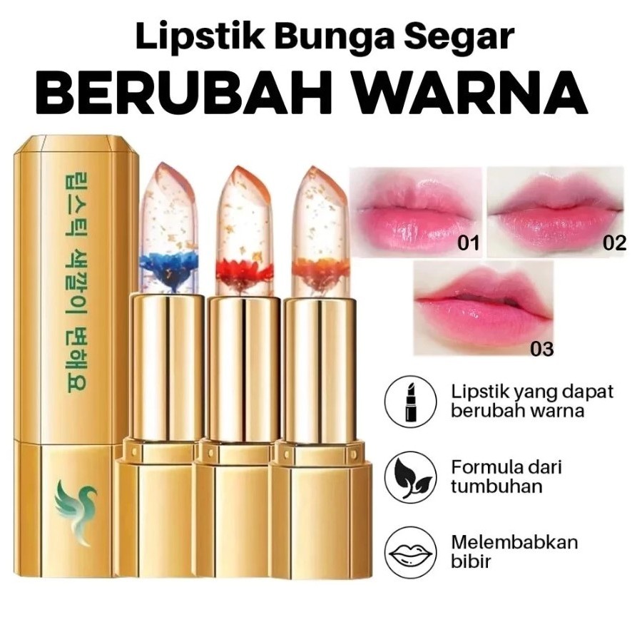Jual Lip Lipstick Jelly Bunga Transparan Kosmetik Bibir Lipstik Yang ...