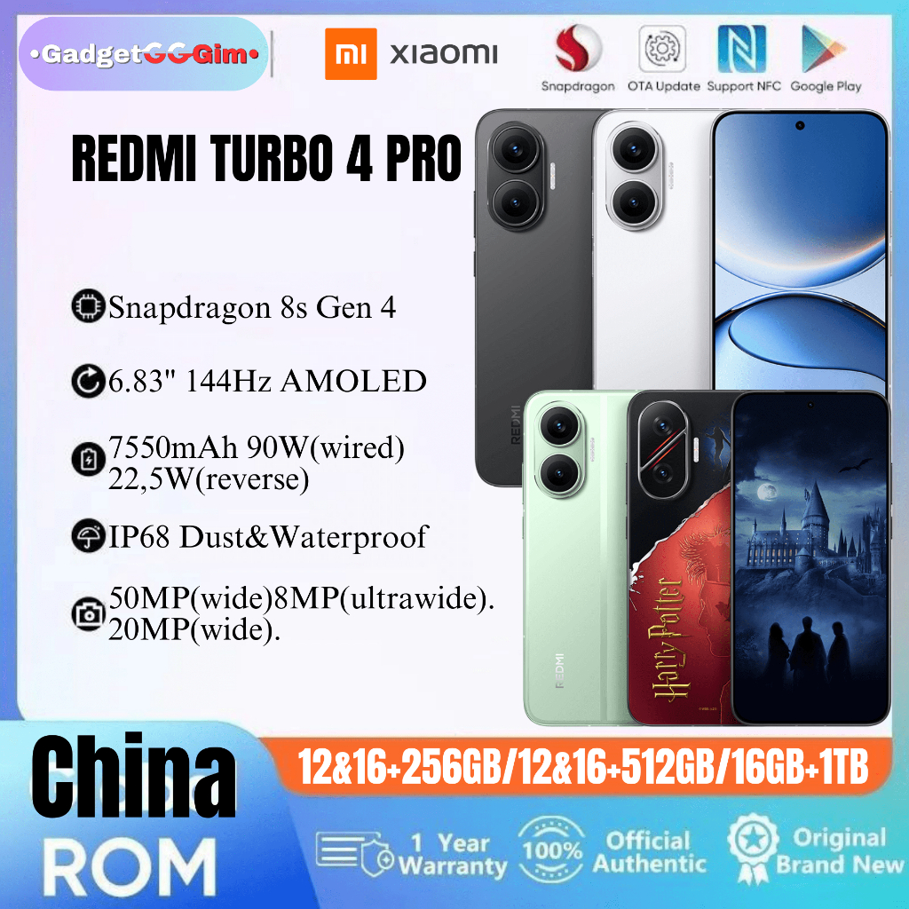 Jual Redmi Turbo 4 Pro 5G Snapdragon 8s Gen 4 120Hz 7550mAh 90W IP68 BNIB Garansi Resmi 1 Tahun ...