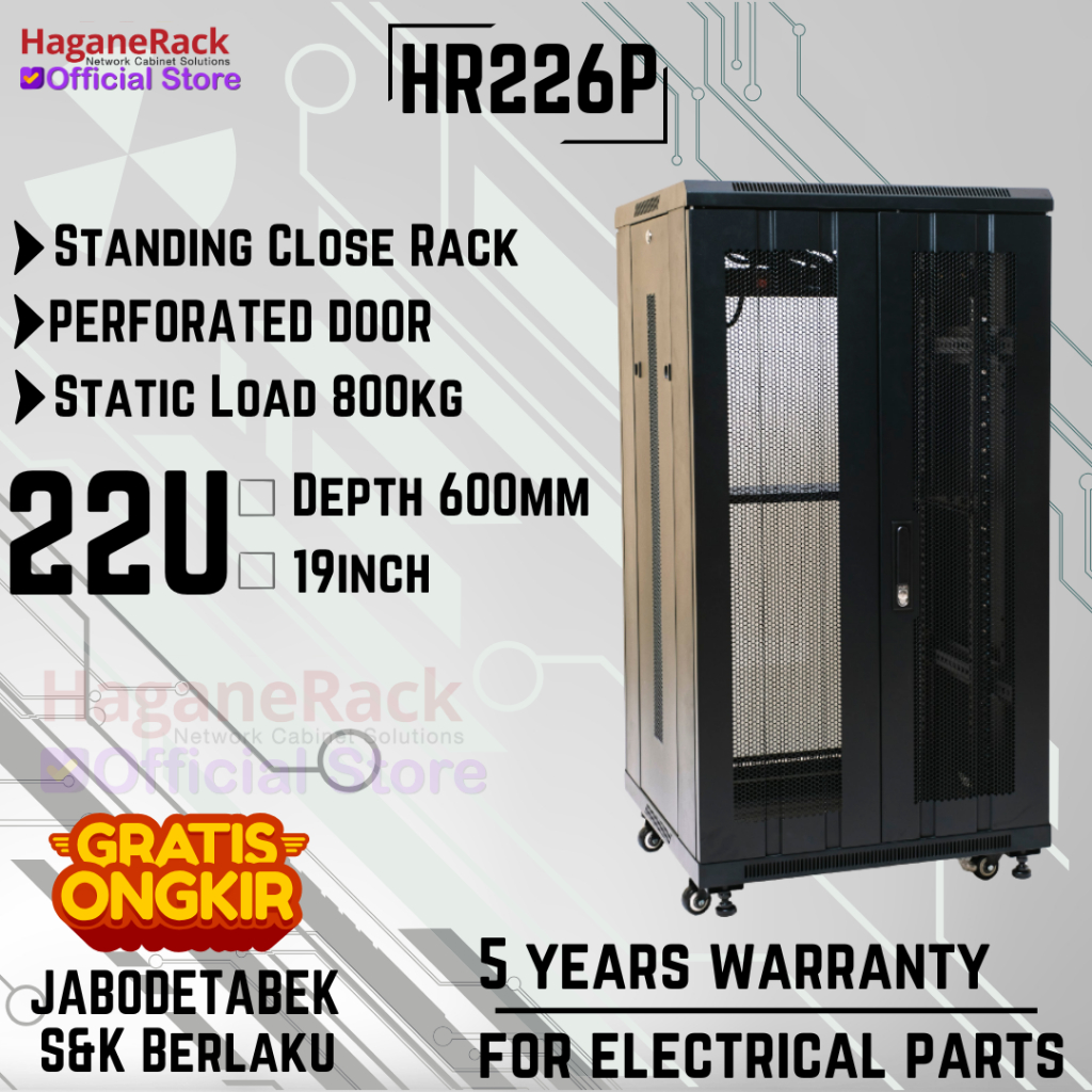 Jual Haganerack Close Rack HR226P - Rak Server 22U Depth 600mm ...