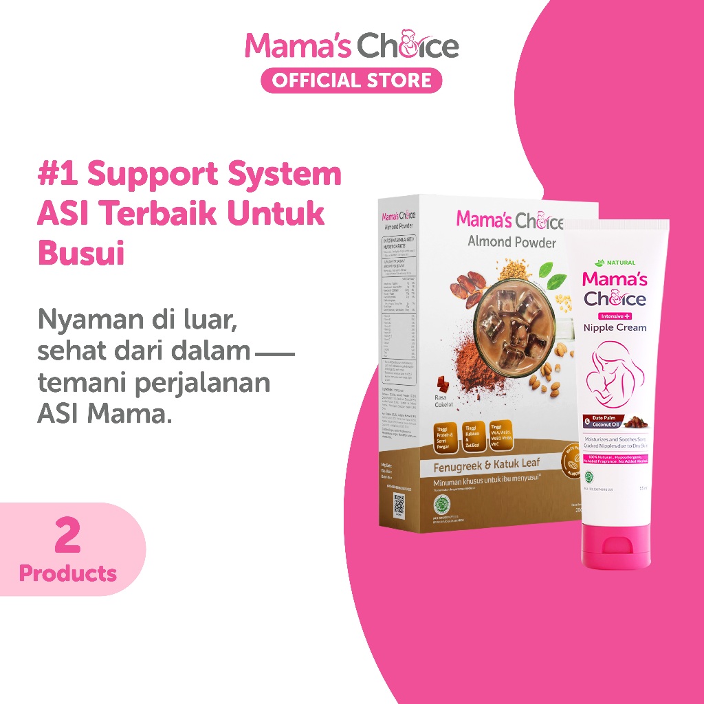 Jual Bundle ASI Booster Almond Powder Cokelat dan Nipple Cream - Mama's ...