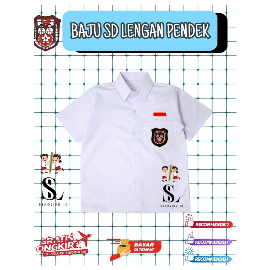 Jual Devkids Seragam Sekolah SD Baju Putih SD Lengan Pendek Kelas 1-6 ...