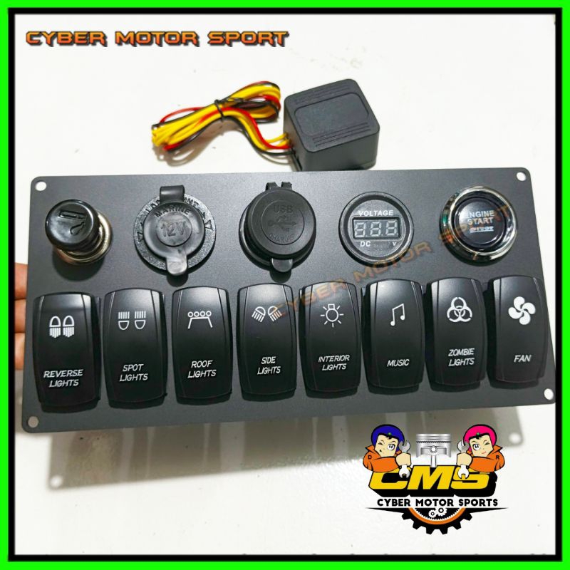 Jual dashboarad mobil panel 8 Saklar 12v 24v USB charger volt meter DC ...
