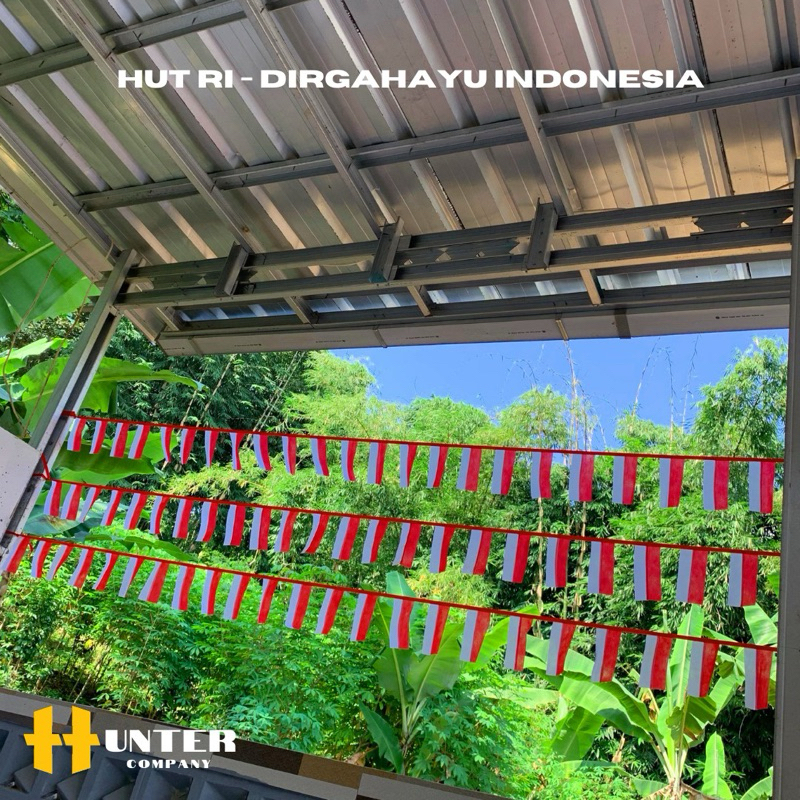 Jual ISI 40 Lembar / Bendera Kain Spunbond SEGITIGA Merah Putih / Bendera Tali Tinggal Pasang ...