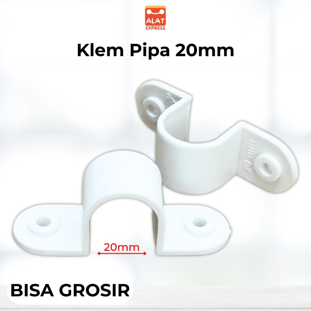 Jual Klem Pipa 20mm HIRO Putih Penjepit Pipa Listrik omega Bracket Conduit Mounting Instalasi ...