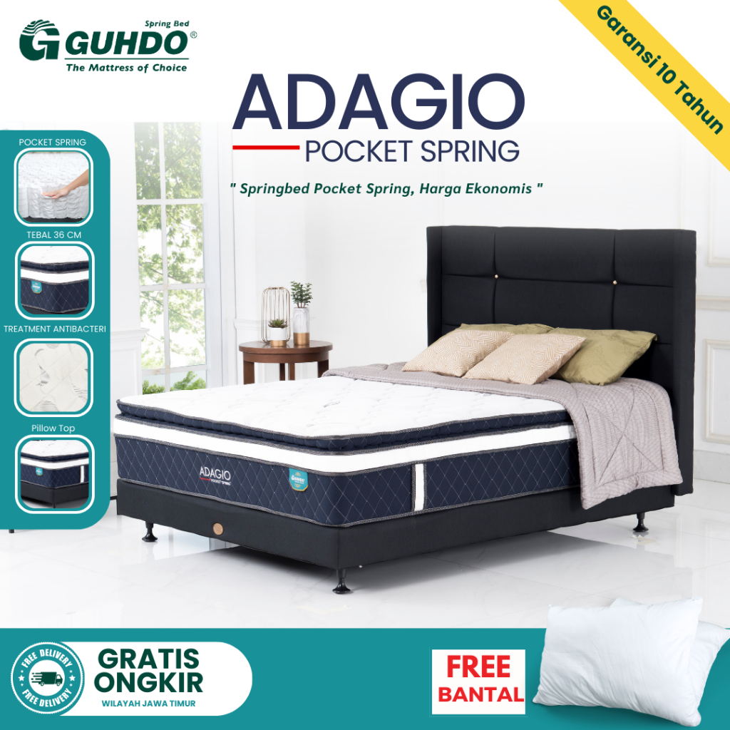 Jual SET GUHDO Springbed Adagio Pillow Pocket Spring Tebal 36cm ...