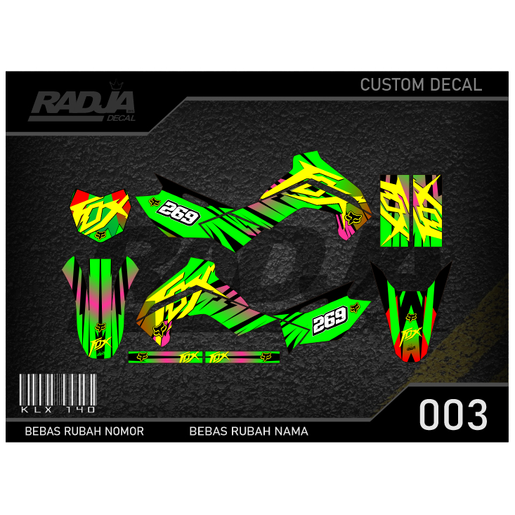 Jual DECAL STICKER KLX 140 (003) DEKAL STIKER FULLBODY R L F G MERAH ...