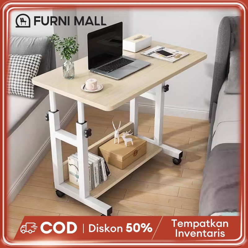 Jual Meja Adjustable Dengan Roda Meja Belajar Portable Meja Lipat Kayu ...