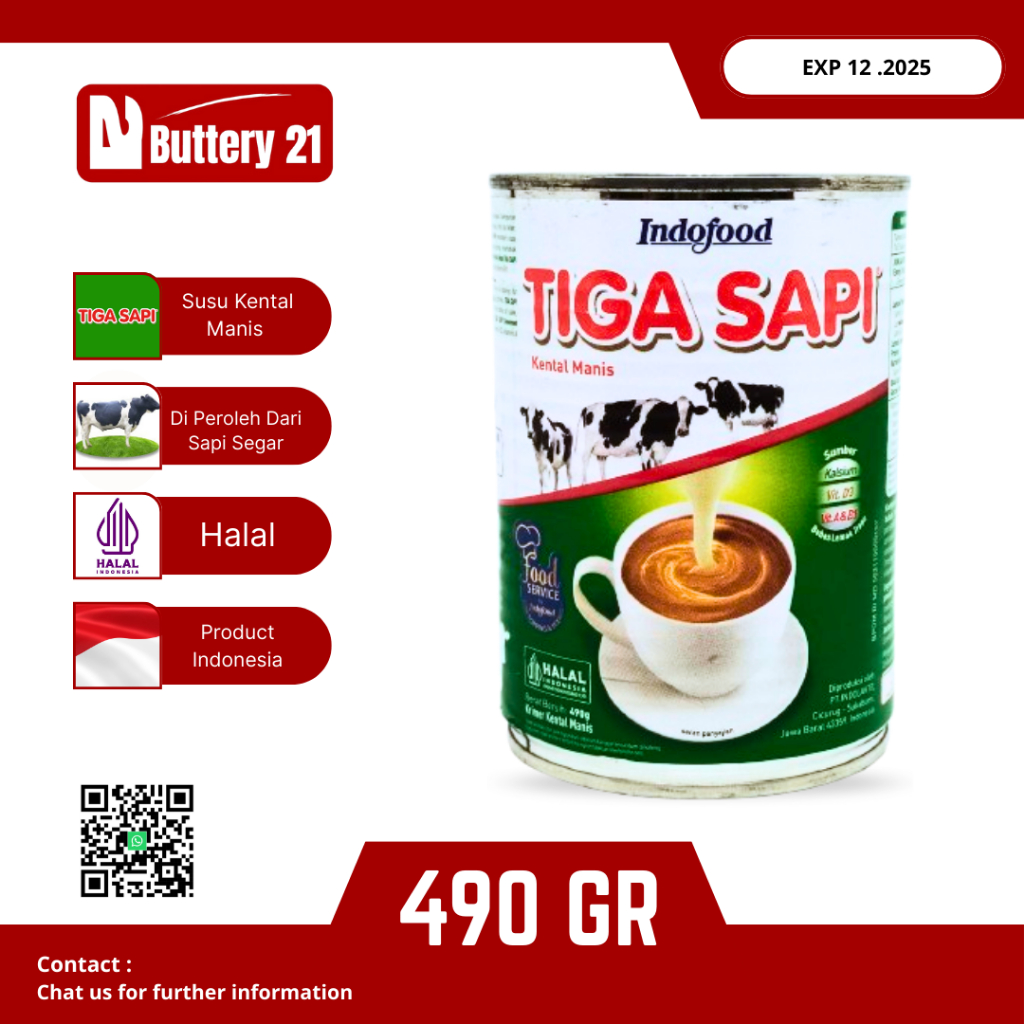 Jual INDOFOOD TIGA SAPI KENTAL MANIS 490 GR/SUSU KENTAL MANIS KALENG ...
