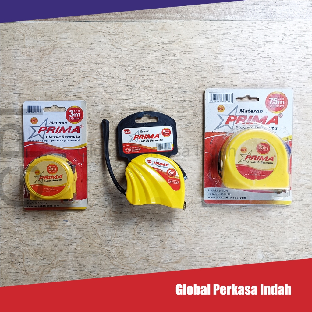 Jual PRIMA Meteran Bangunan Measuring Tape Autostop Rol Otomatis 3m 5m ...