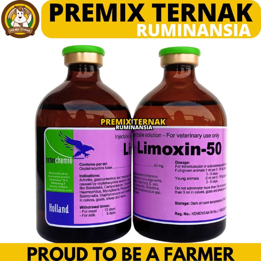 Jual LIMOXIN 50 isi 100 ml Antibiotik Hewan Spektrum Luas Hewan Sapi ...