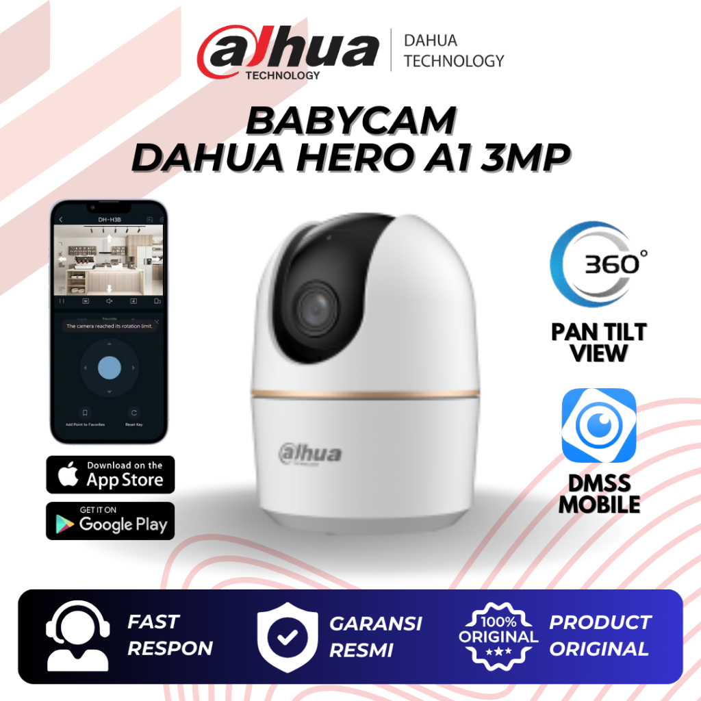 Jual DAHUA HERO A1 5MP/3MP DH-H5A HD-H3A INDOOR WIFI CAM BABYCAM IP CAM CCTV 360 PAN & TILT ...