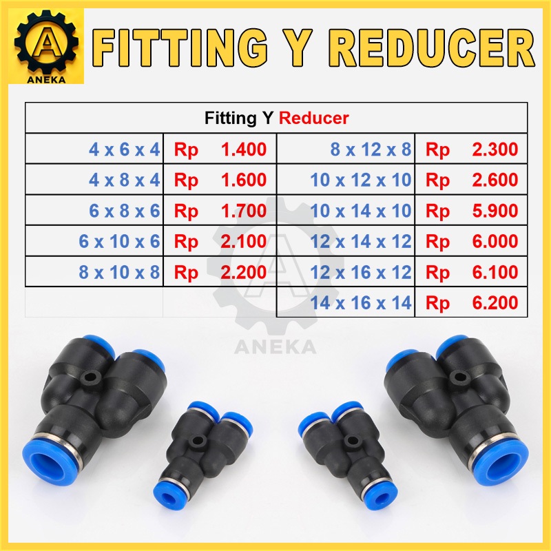Jual Fitting Y Reducer Pneumatic Slip Lock Selang 4mm 6mm 8mm 10mm 12mm ...