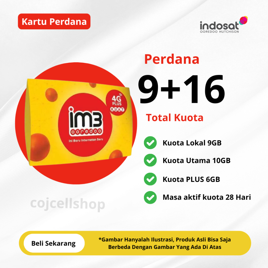 Jual Perdana Kuota IM3/Indosat Ooredoo 25GB 28 Hari - SP IM3 25GB-Perdana ISAT | Shopee Indonesia