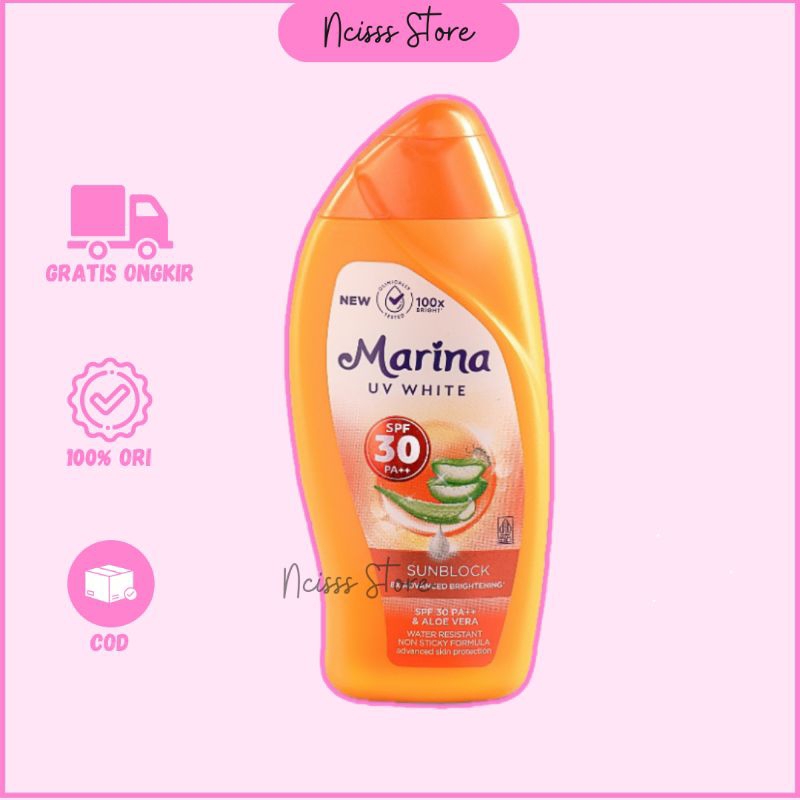 Jual Marina UV White Sunblock SPF 30 PA++ 85ml Body Lotion Sunscreen ...