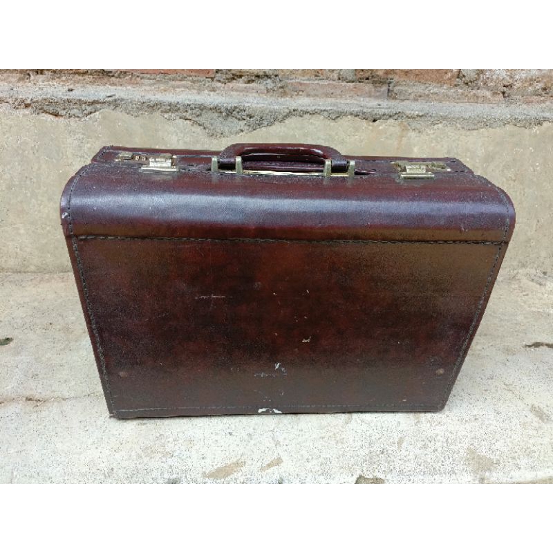 Jual koper kulit leather antik jadul vintage | Shopee Indonesia