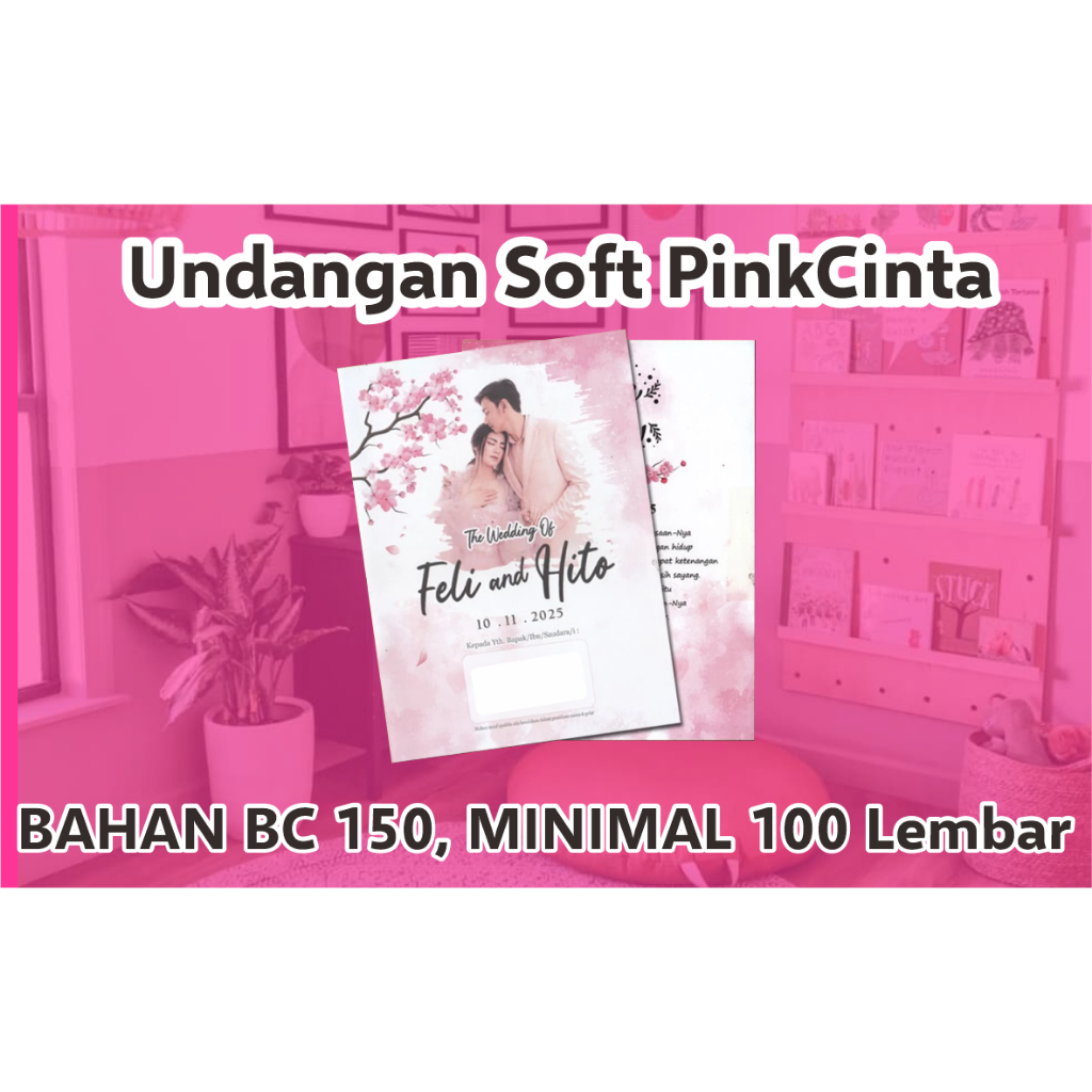 Jual Undangan Soft Pink Cinta Minimal 100 Lembar | Shopee Indonesia