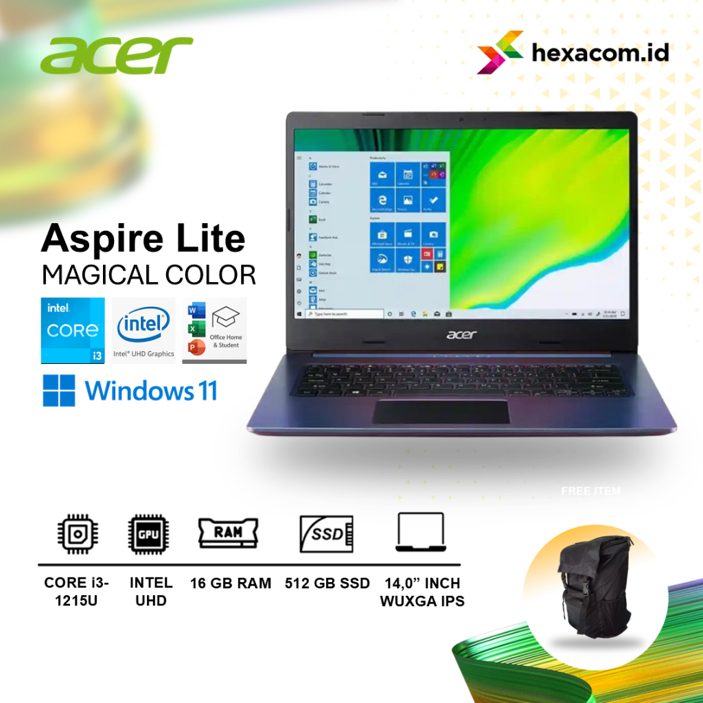 Jual Acer Aspire Lite 14 AL1 Magical Color i3 1215U 16GB 512GB SSD 14 ...