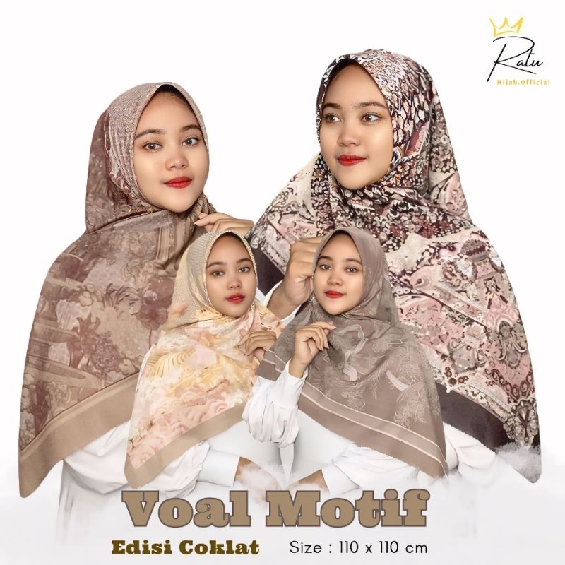 Jual COKLAT - Voal Premium Motif Hijab Segiempat Coksu Kopi Mocca Milo ...