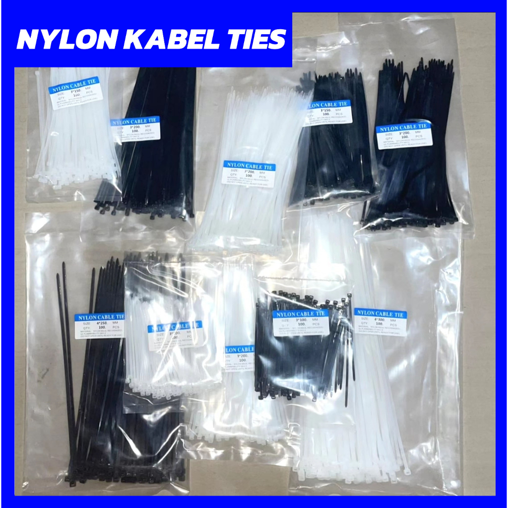 Jual Kabel Ties Cable Tie 10cm 15cm 20cm 25cm 30cm Nylon 100 Pcs Hitam Putih Serbaguna | Shopee ...