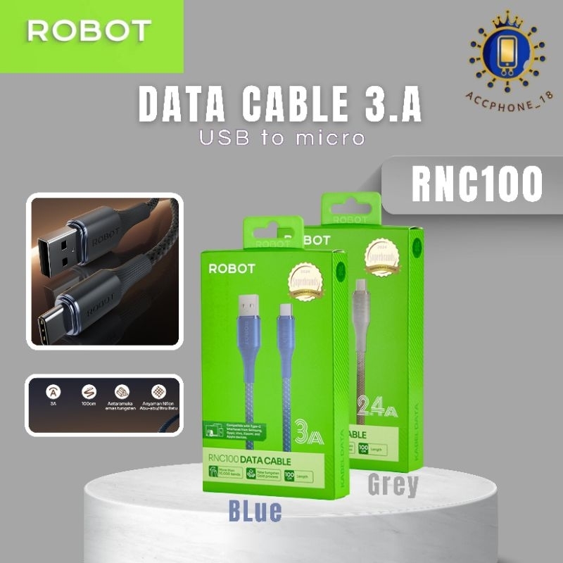Jual ROBOT RNC100 DATA CABLE USB-A To Type-C 3A 100Cm | Shopee Indonesia