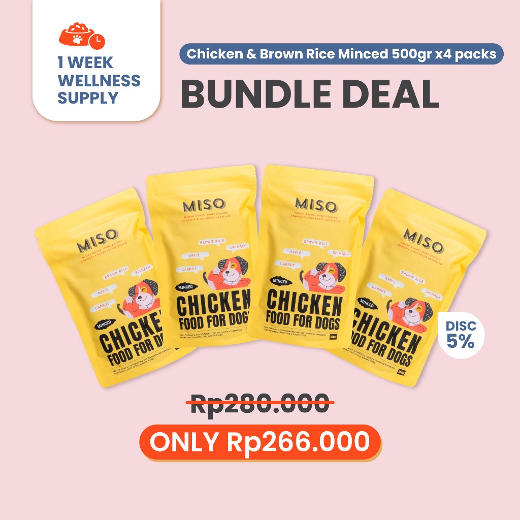 Jual MISO Cooked Dog Food - Chicken & Brown Rice 2 kg Bundling 4 Packs ...