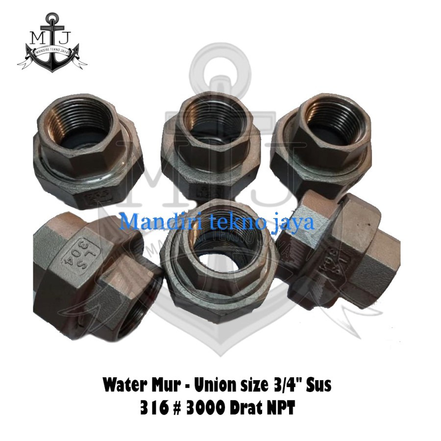 Jual Water Mur - Union size 3/4" Sus 316 # 3000 Drat NPT | Shopee Indonesia