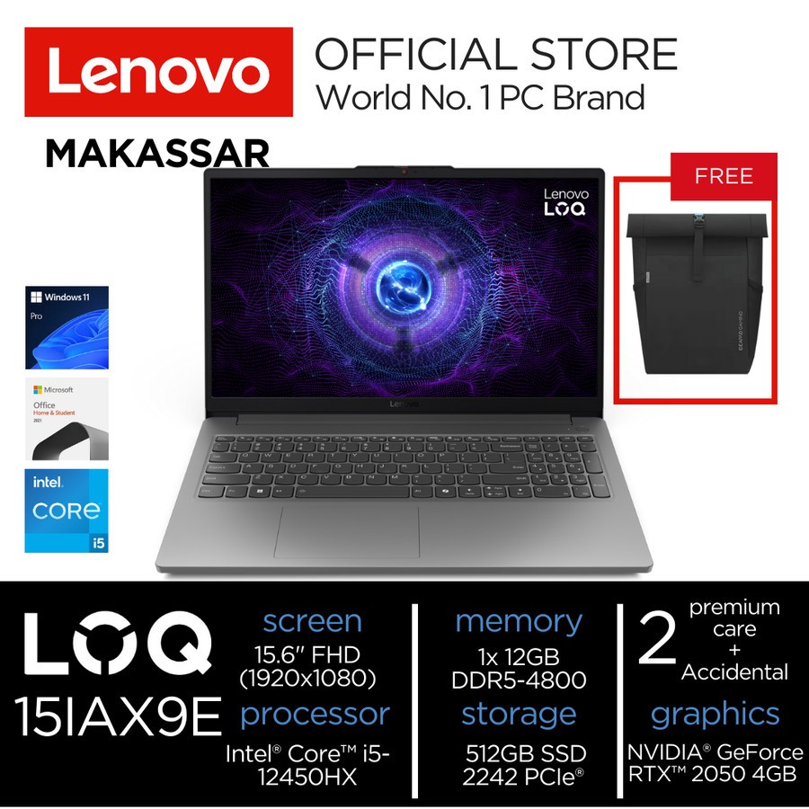 Jual Lenovo LOQ 15IAX9E 2QID Intel Core i5 RAM 12GB SSD 512GB RTX 2050 ...