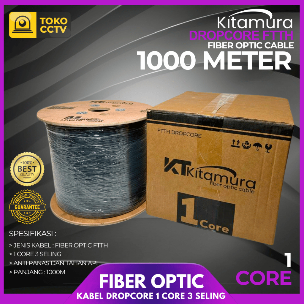 Jual Kabel DROPCORE 1 Core 1KM (1000M) 3 Seling Fiber Optik FTTH ...
