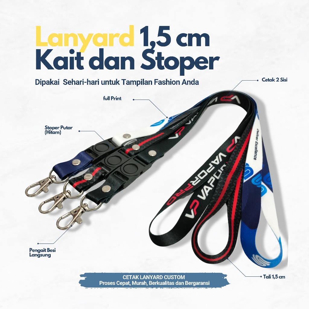 Jual Tali anyard / Tali Id Card Full Printing Custom | Tali Lebar 1,5cm ...