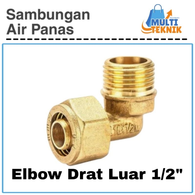 Jual Sambungan Pipa Air Panas Kuningan Elbow Knie Knee Drat Luar 1/2 Inch | Shopee Indonesia