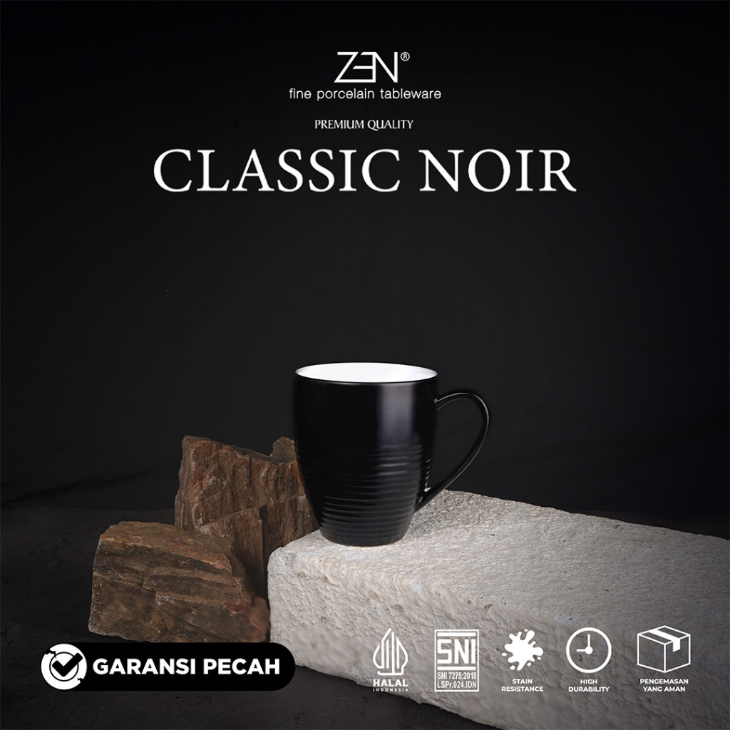 Jual ZEN Mug Gelas Keramik Stoneware Classic Noir Mug Hitam Estetik 350 ...