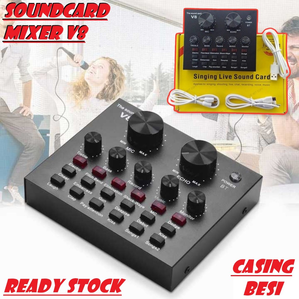 Jual Mixer Sound Card V8 External Soundcard V8 USB Audio Live Broadcast ...