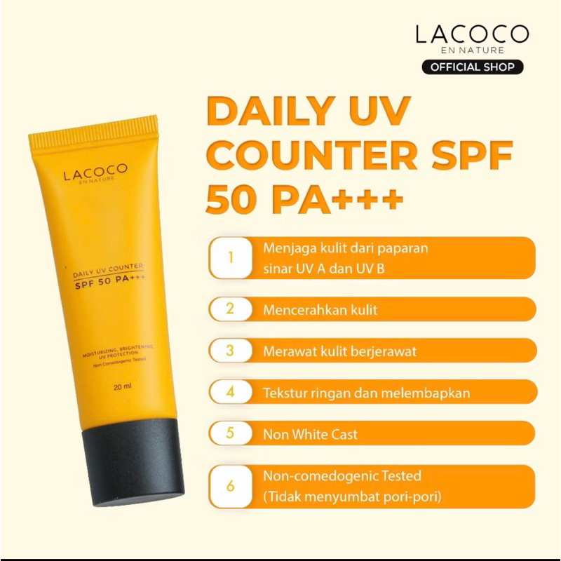 Jual Lacoco Daily UV Counter SPF 50 PA+++ Sunscreen 20 ml | Shopee ...