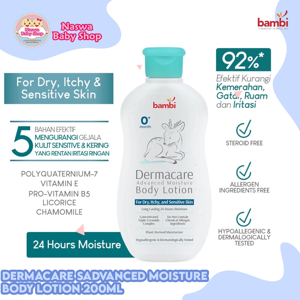 Jual Bambi Baby Dermacare Advanced Moisture Body Lotion 200 ml | Shopee ...