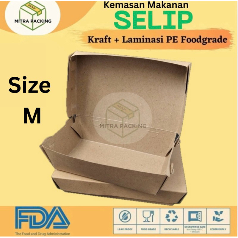 Jual PAPER LUNCH BOX KRAFT 290gsm- ukuran M-LAMINASI PE Food Grade ...