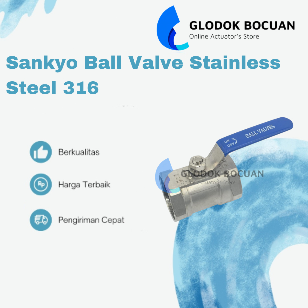 Jual 1" STOP KRAN AIR BALL VALVE STAINLESS SANKYO | Shopee Indonesia