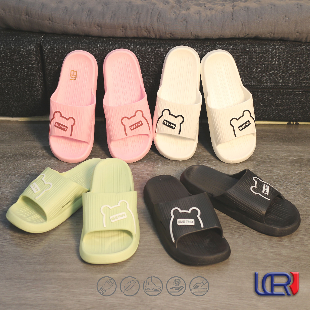 Jual Sendal LCR-803 Wanita Motif Bear Modern Stylish Putih/Pink/Hijau ...