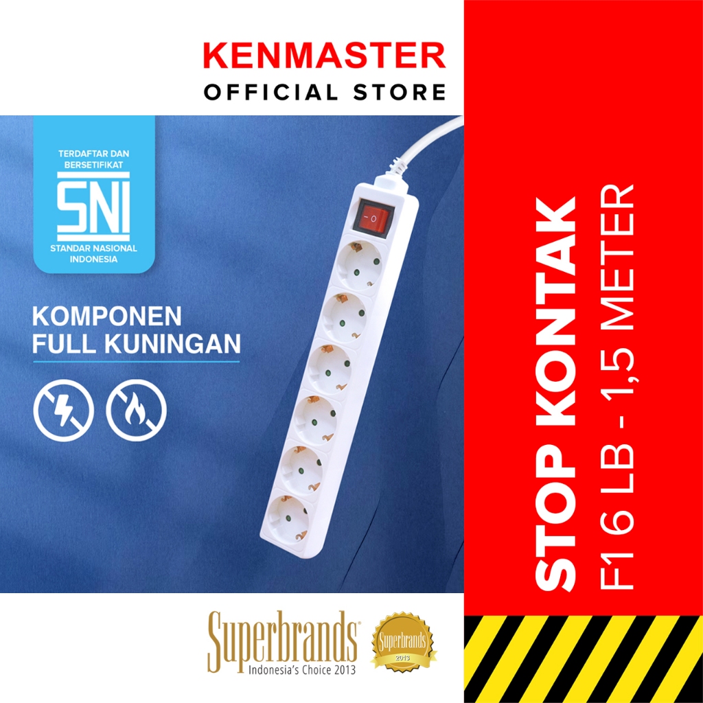 Jual Kenmaster Stop Kontak F1 6 Lubang 1,5 Meter - Putih / Stopkontak ...
