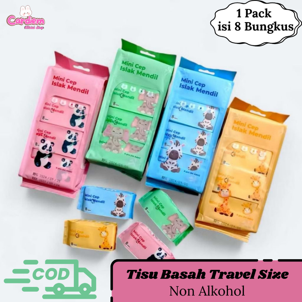 Jual Promo Tissue Basah Travel Size 1 Pack (8 Bungkus) Tisu Basah Bayi ...