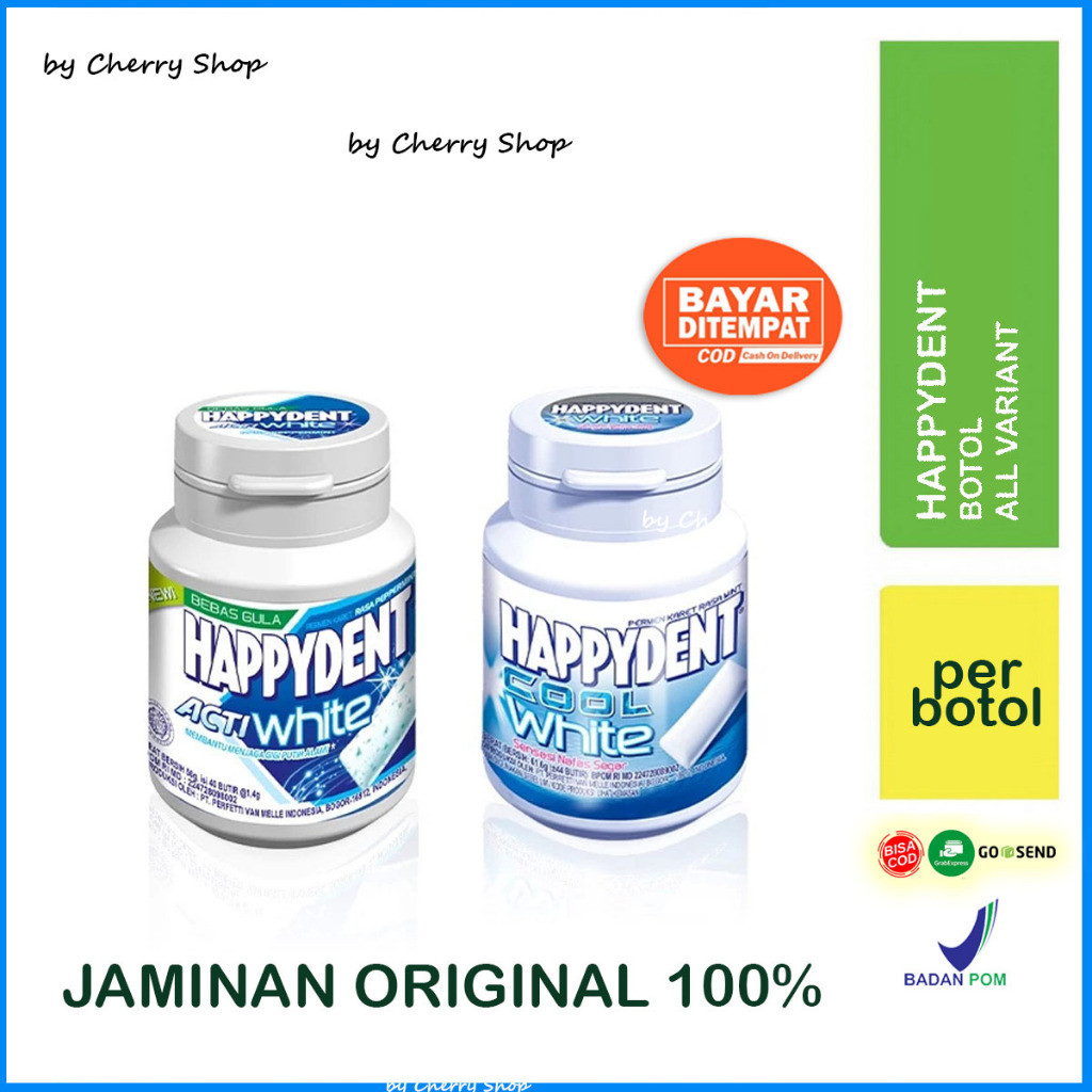 Jual Happydent Coll White | Acti White Sugar Free Bottle 56g - Permen ...