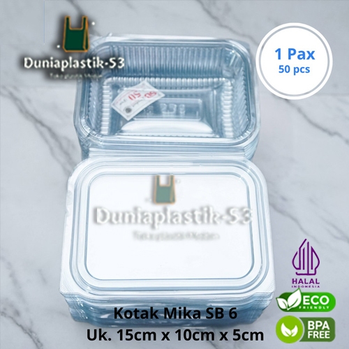 Jual (Per 50Pcs) Kotak Makanan Mika SB 6 / Kotak Kue Mika / Kotak Mika ...