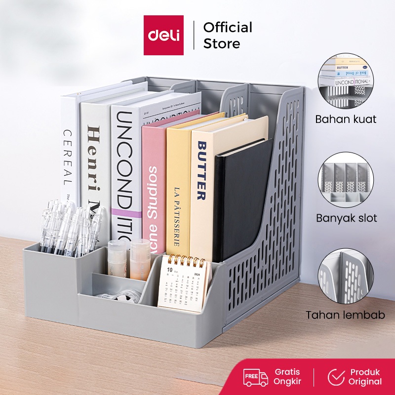 Jual Deli Rak Buku Sekat Tempat Buku Desktop Organizer File Box File ...