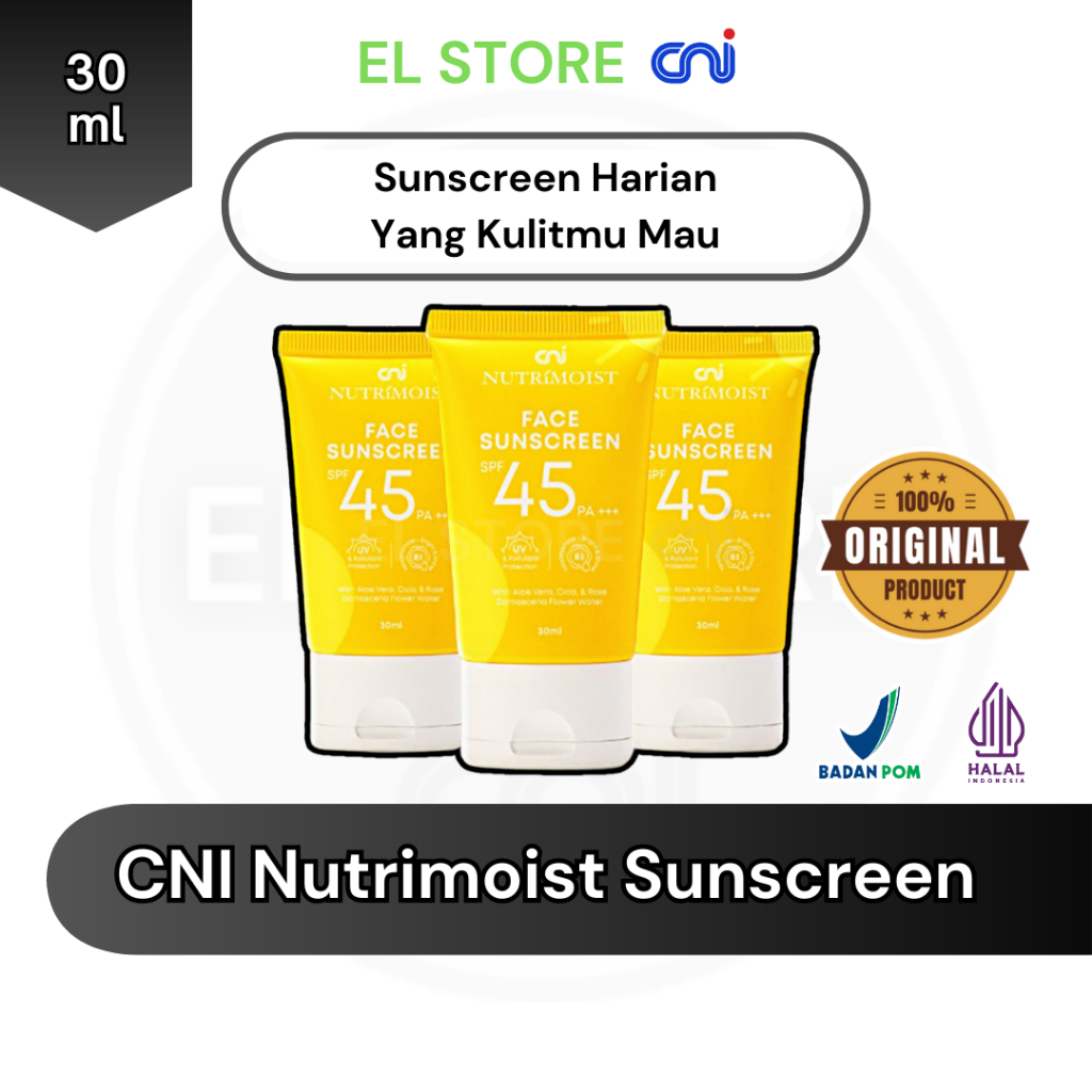 Jual CNI Nutrimoist Face Sunscreen SPF45 PA+++ Proteksi Wajah dari UV ...