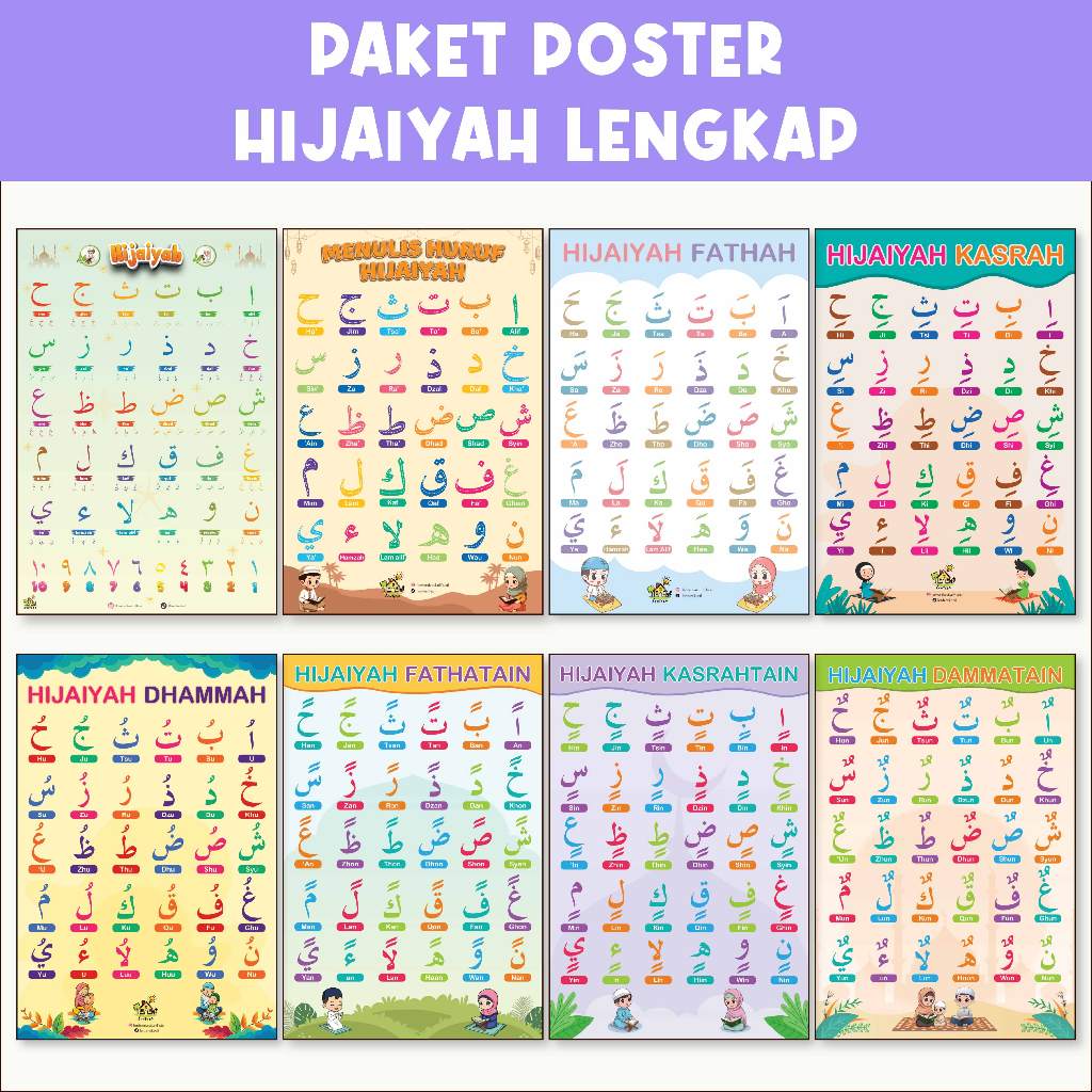 Jual Poster Edukasi Anak islami HURUF HIJAIYAH Belajar Mengaji Harakat ...
