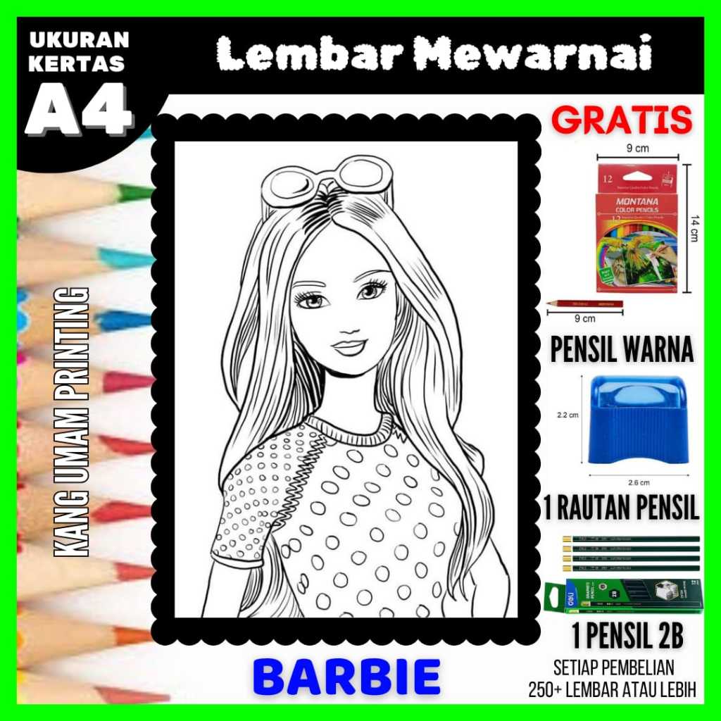 Jual Lembar Mewarnai Gambar Barbie / Princess Semua Usia Bagian 01 ...