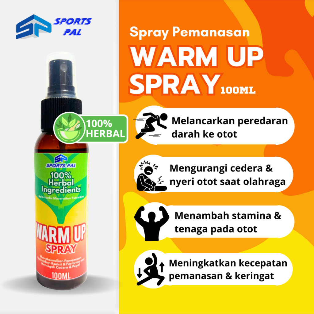 Jual SPORTS PAL Spray Pemanasan, Warm Up Spray pencegah cedera &nyeri ...